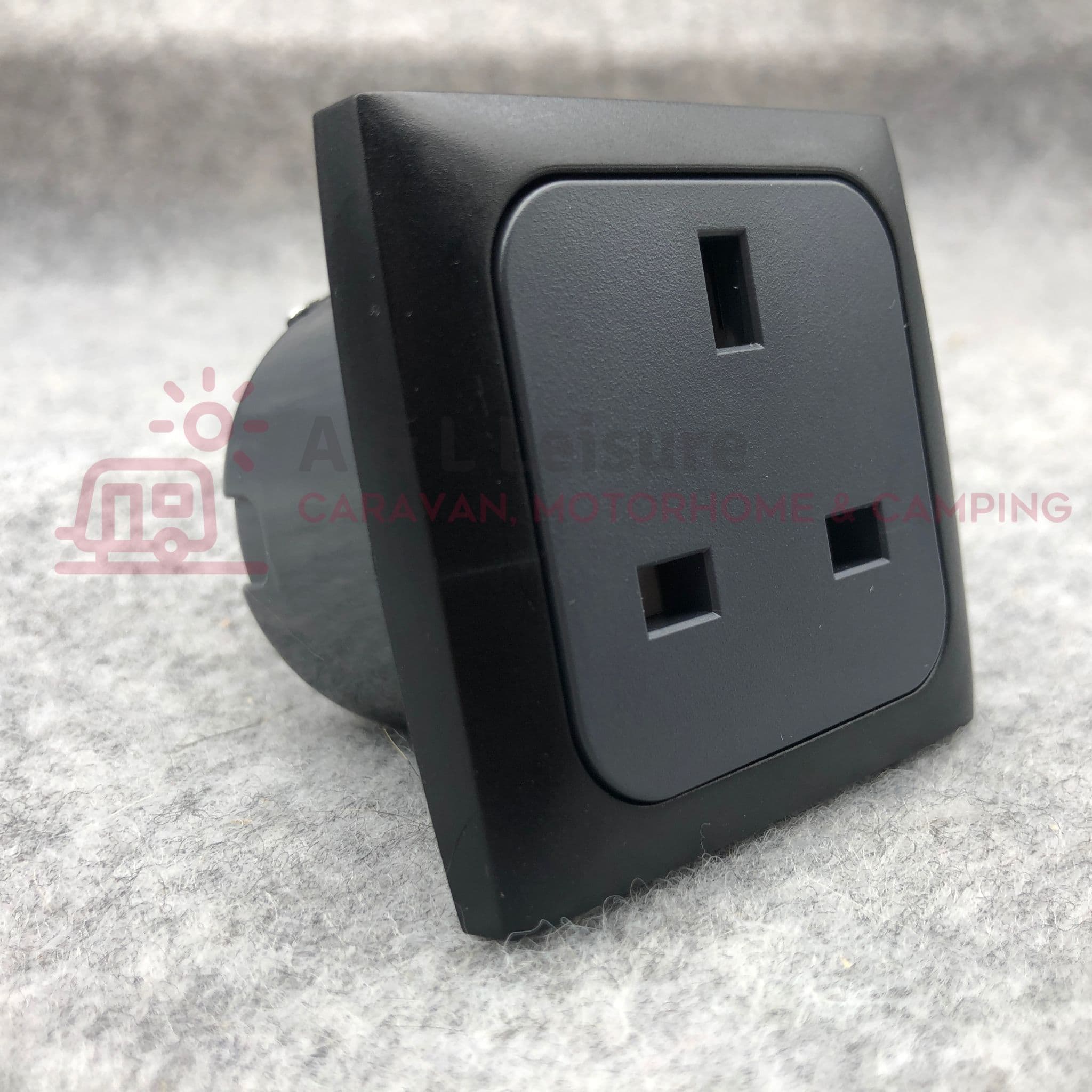 CBE C-Line 13a - 240v 1-Way Socket Faceplate & Back Box - CS Black Range